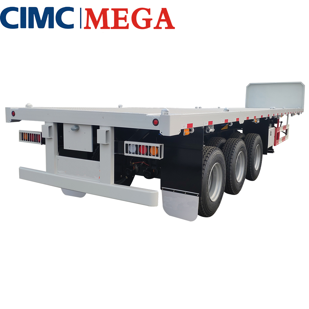 3 axles flatbed trailer with Front Wall-Flatbed Trailers-Qingdao Mega ...